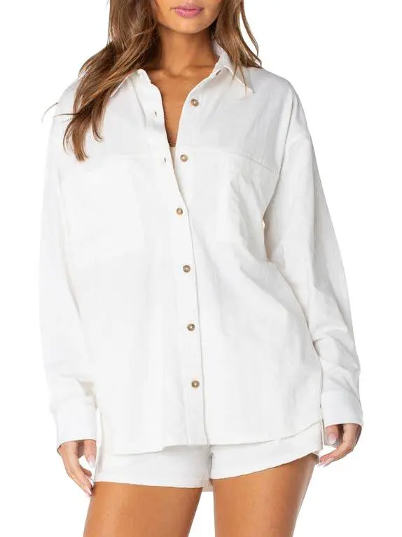 Roxy Cotton Button-up Shirt - Cloud Dancer