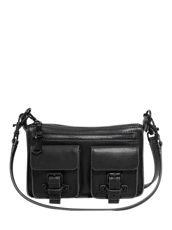 AIMEE Mini Saddle Up Convertible Leather Crossbody Bag - Black W/black