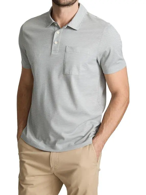 UNTUCKIT Gilbert Stripe Pocket Piqué Performance Polo - Grey