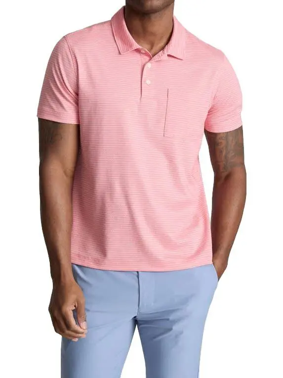 UNTUCKIT Gilbert Stripe Pocket Piqué Performance Polo - Pink
