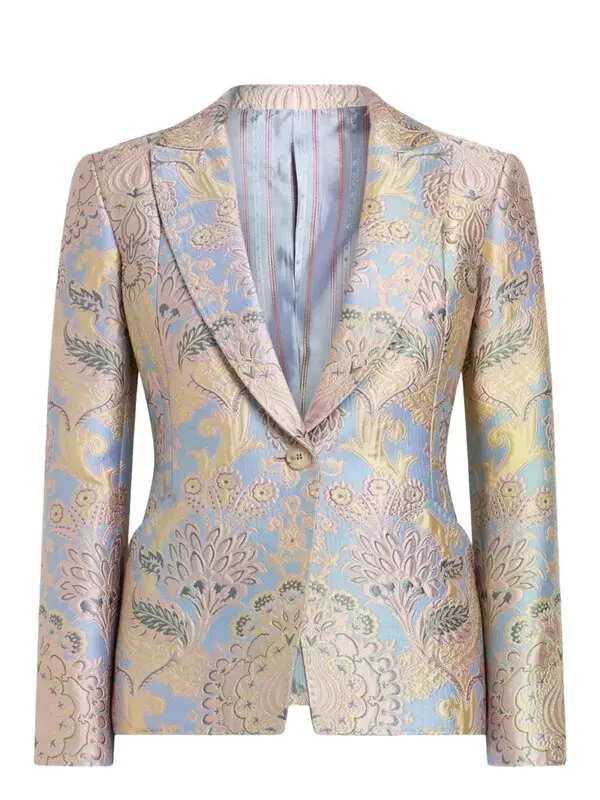Etro Floral-jacquard Blazer - Blue