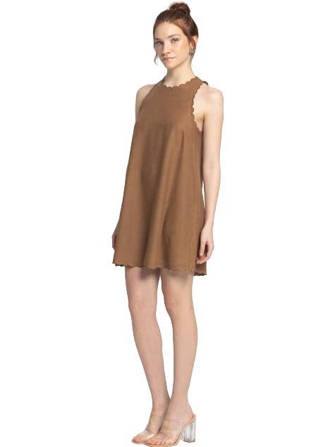 MONLICIA Calia Linen Blend Sleeveless Fit & Flare Mini Dress - Brown