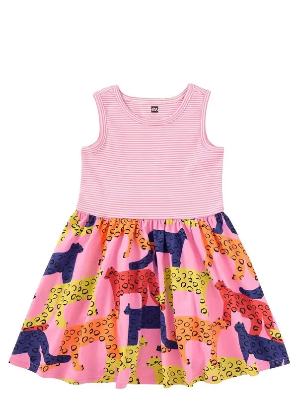TEA COLLECTION Printed Mix Tank Skirted Dress - Bright Jaguars