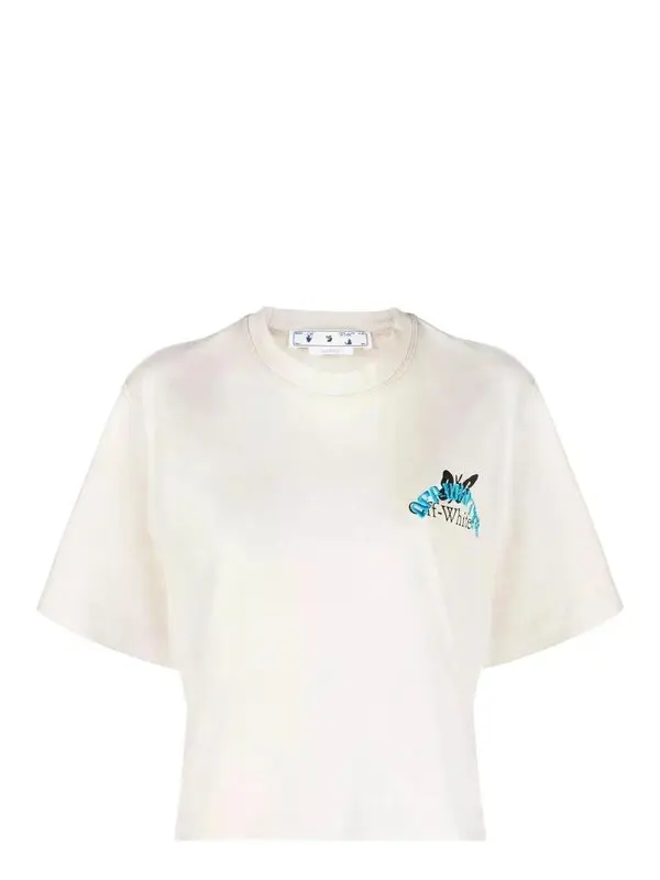 Off-White Butterfly-print Cropped T-shirt - Grey