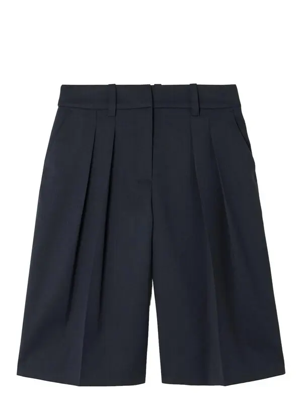 THE FRANKIE SHOP Bilbao Pleated Twill Shorts - Blue