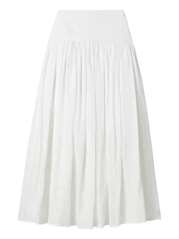 Staud Procida Broderie Anglaise Cotton Maxi Skirt - White