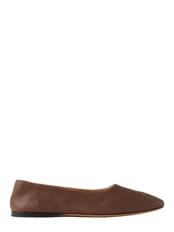 THE ROW Awar Leather Ballet Flats - Brown