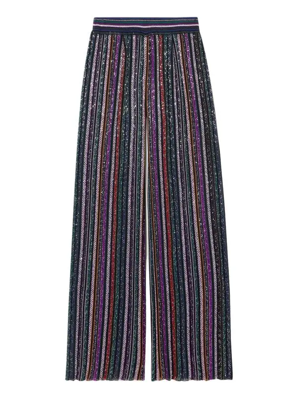 Missoni Sequined Striped Crochet-knit Wide-leg Pants - Black