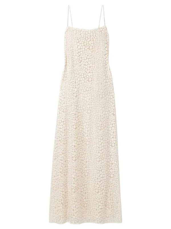 Staud Delfina Organic Cotton-blend Guipure Lace Maxi Dress - Ivory