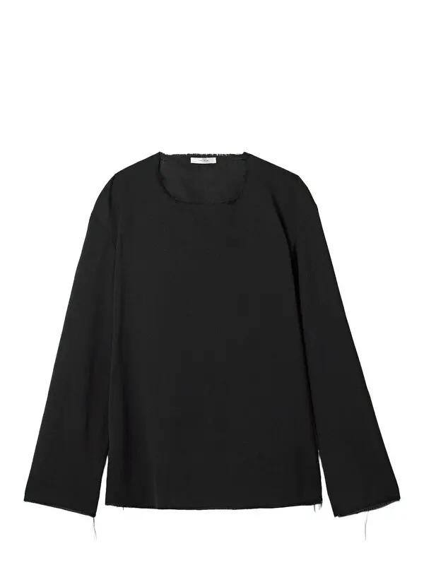 THE ROW Cattaleya Frayed Wool-canvas Top - Black