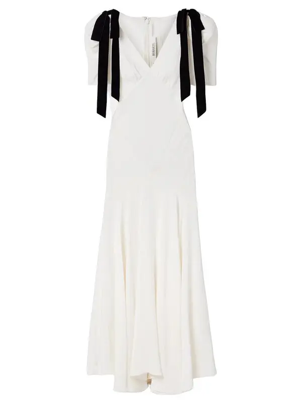RODARTE Velvet Bow-embellished Silk-crepe Gown - White