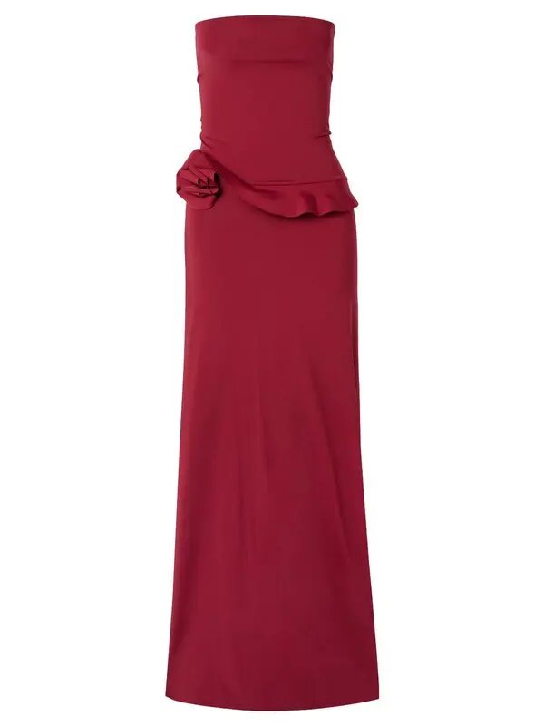 MAYGEL CORONEL Caracola Strapless Appliquéd Maxi Dress - Red