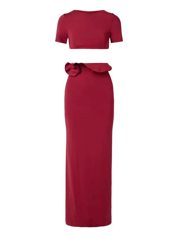 MAYGEL CORONEL Cowan Stretch-jersey T-shirt And Maxi Skirt Set - Burgundy