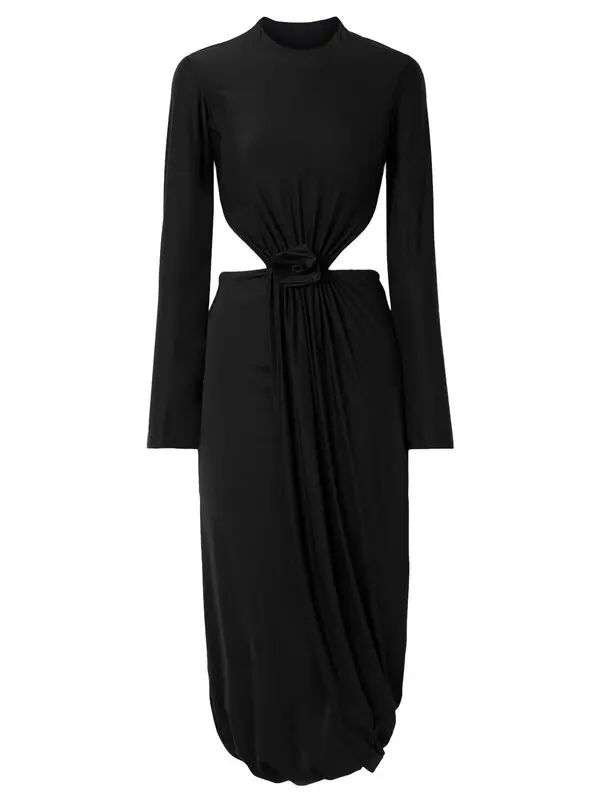 MAYGEL CORONEL Appliquéd Cutout Stretch-jersey Midi Dress - Black