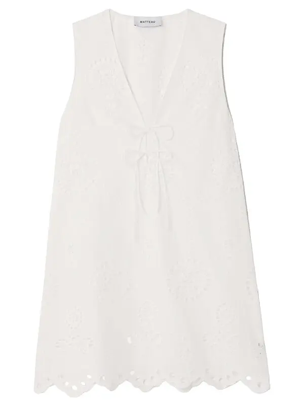 Matteau Scalloped Broderie Anglaise Cotton Mini Dress - White