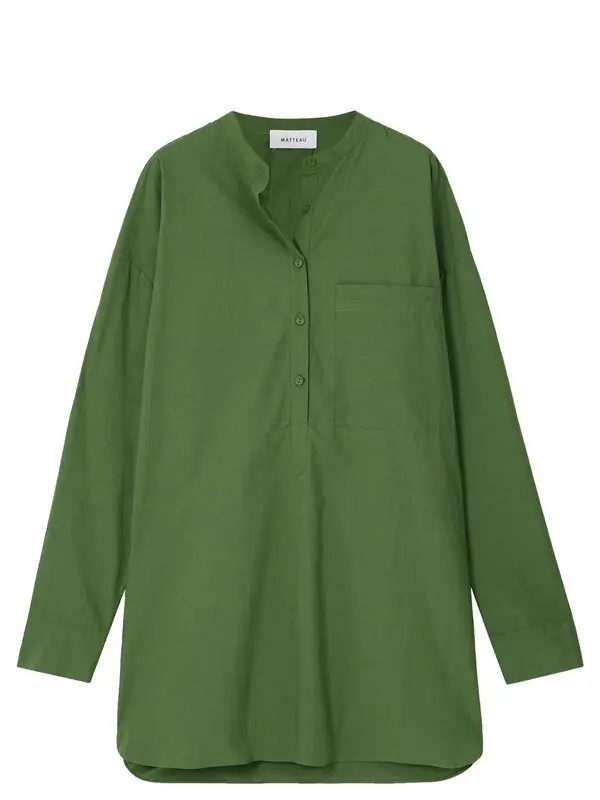 Matteau Oversized Organic Cotton-poplin Mini Shirt Dress - Green