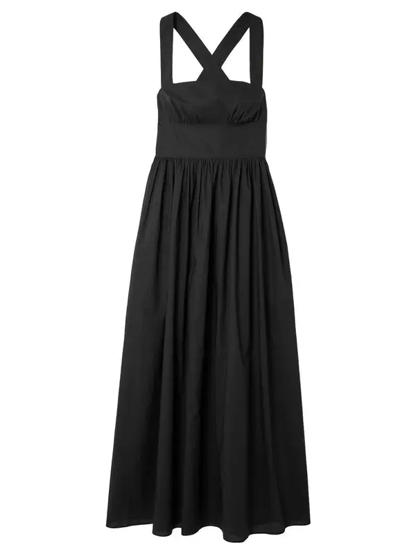 Matteau Gathered Organic Cotton Midi Dress - Black
