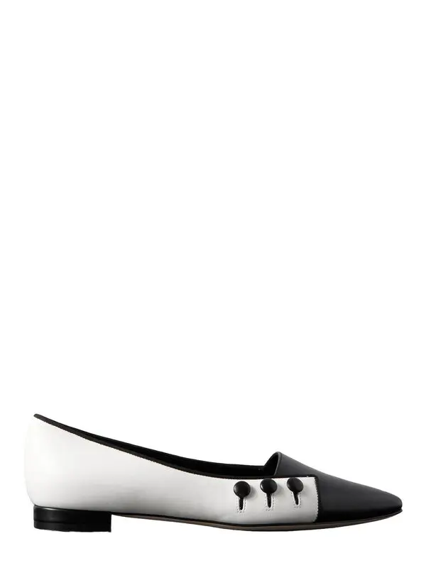 Manolo Blahnik Seleuka Leather Point-toe Flats - White