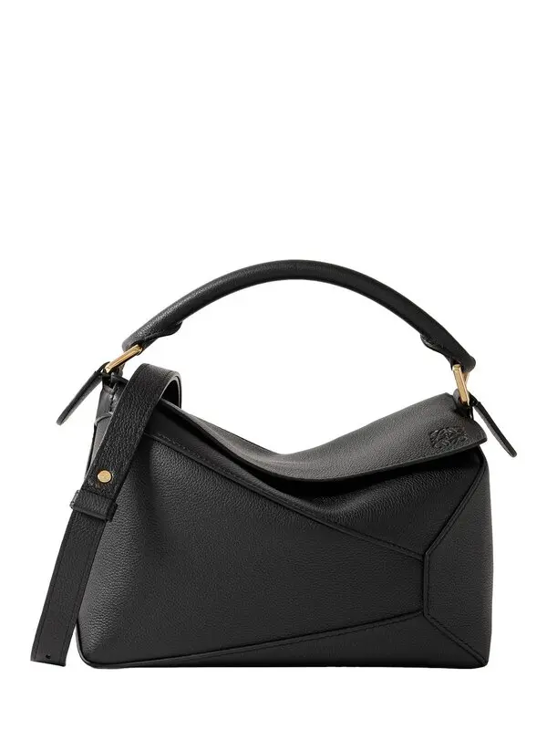 Loewe Puzzle Edge Small Textured-leather Shoulder Bag - Black