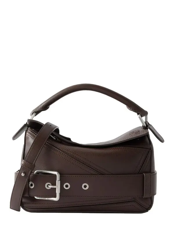 Loewe Puzzle Biker Small Belted Leather Tote - Brown
