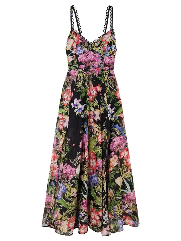 Charo Ruiz Ibiza Iraso Floral-print Cotton-blend Voile Maxi Dress - Black