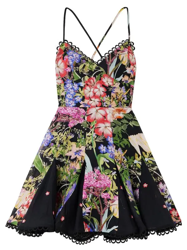 Charo Ruiz Ibiza Marlene Floral-print Mini Dress - Black