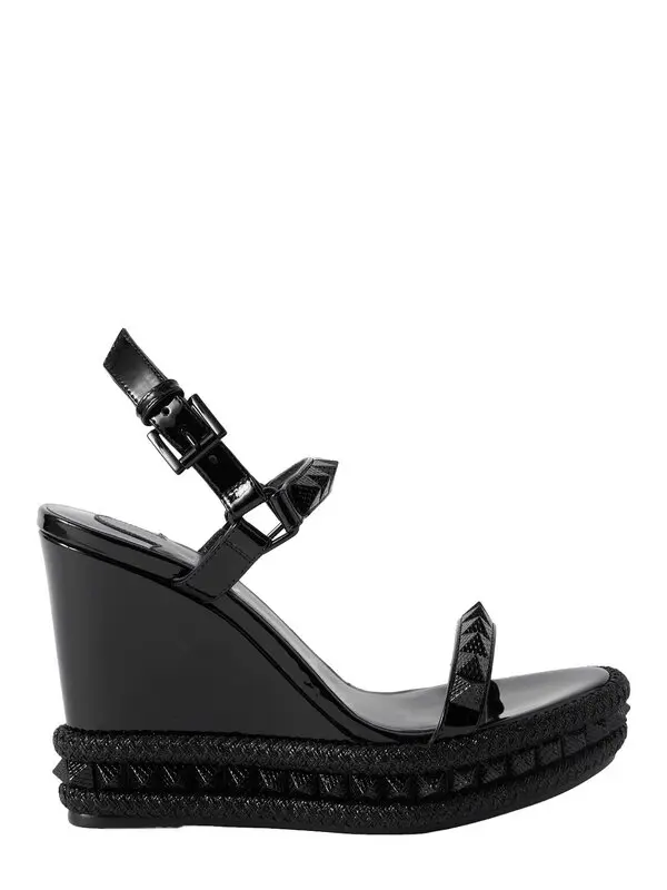 CHRISTIAN LOUBOUTIN Pyraclou 110 Studded Wedge Sandals - Black