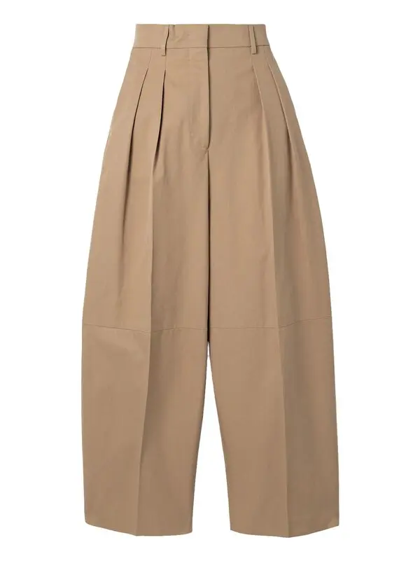 Altuzarra Dash Pleated Cotton-twill Barrel-leg Trousers - Neutrals
