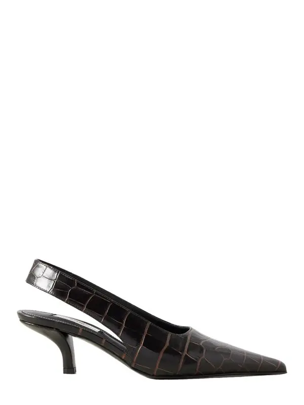 TOTEME Croc-effect Leather Slingback Pumps - Brown