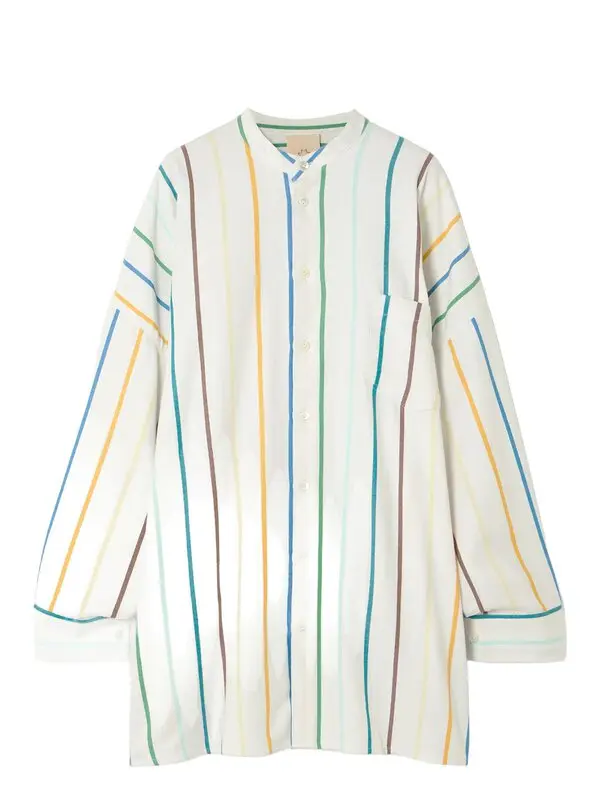 MARRAKSHI LIFE Oversized Striped Cotton-blend Shirt - Off-white