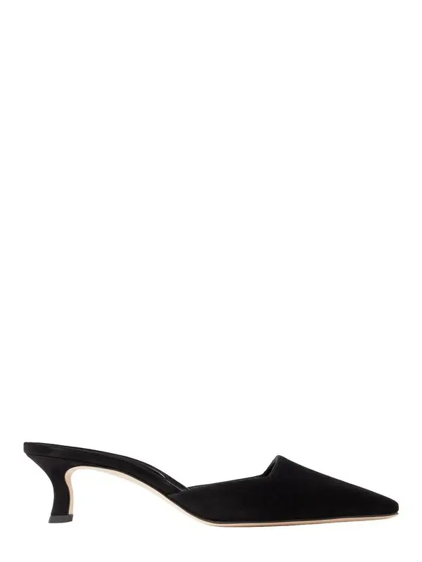 Manolo Blahnik Moiramu Suede Mules - Black