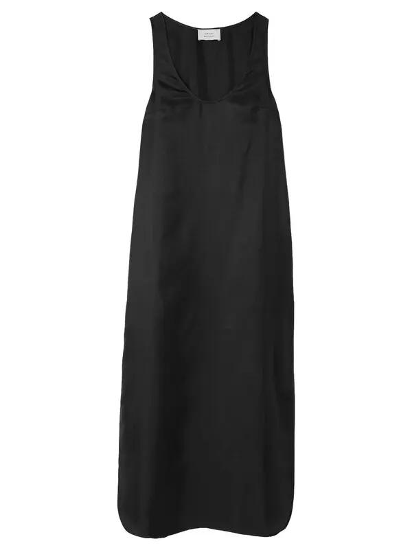 Loulou De Saison Nada Silk-twill Midi Dress - Black