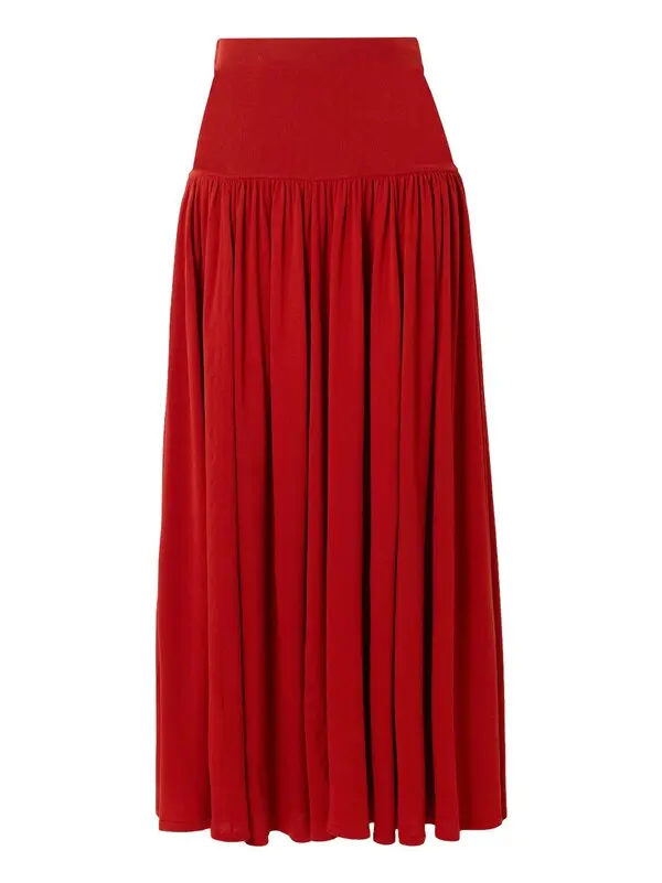 Loulou De Saison Romy Gathered Knitted Maxi Skirt - Red