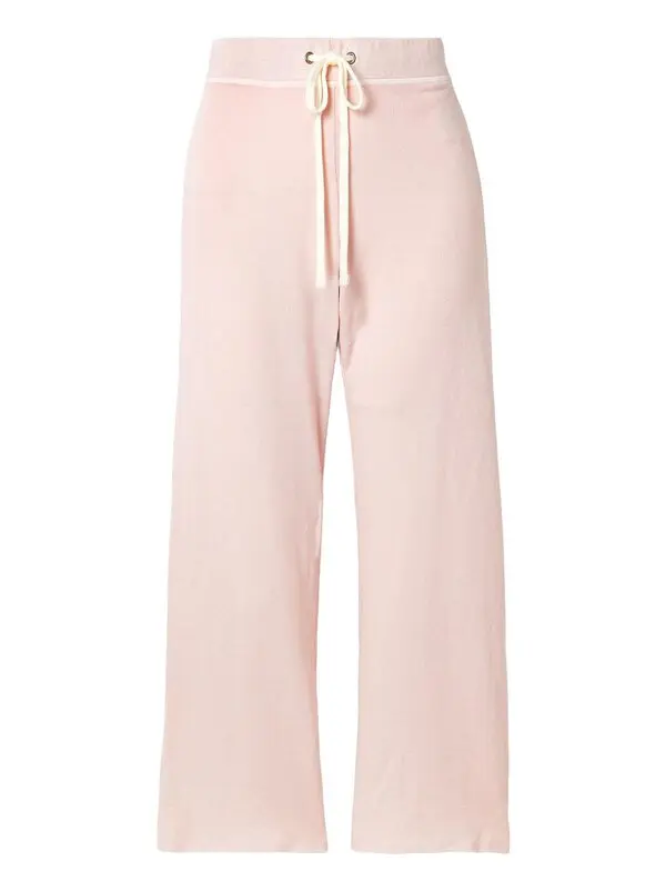 JAMES PERSE Cropped French Cotton-terry Track Pants - Pink