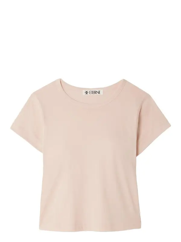 Eterne Baby Tee Cropped Cotton And Modal-blend Jersey T-shirt - Pink
