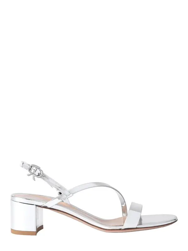 GIANVITO ROSSI Betsey 45 Metallic Leather Sandals - Silver