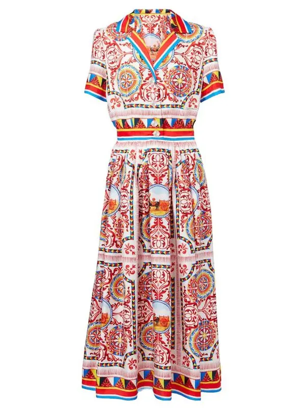 Dolce & Gabbana Printed Silk Midi Dress - Multicoloured