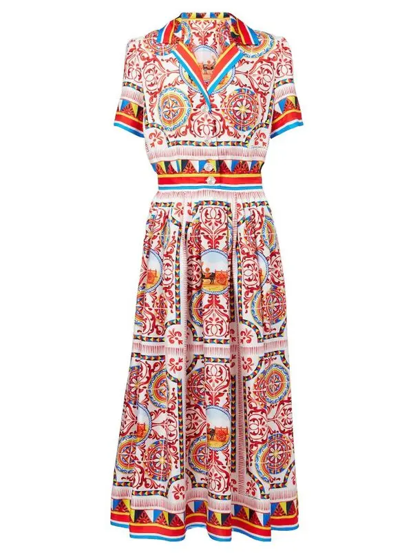 Dolce & Gabbana Printed Silk Midi Dress - Multicoloured