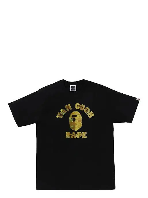 A BATHING APE X Van Gogh Museum College Tee Shirt - Black