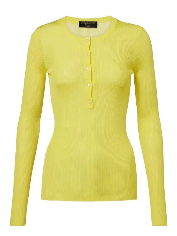 Dolce & Gabbana Ribbed-knit Button-down Sweater - Yellow