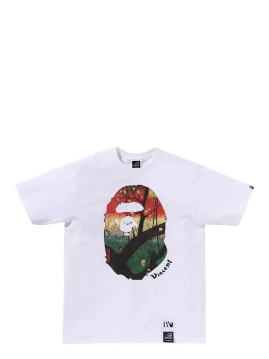 A BATHING APE X Van Gogh Museum Ape Head Canvas Art Iv Tee Shirt - White