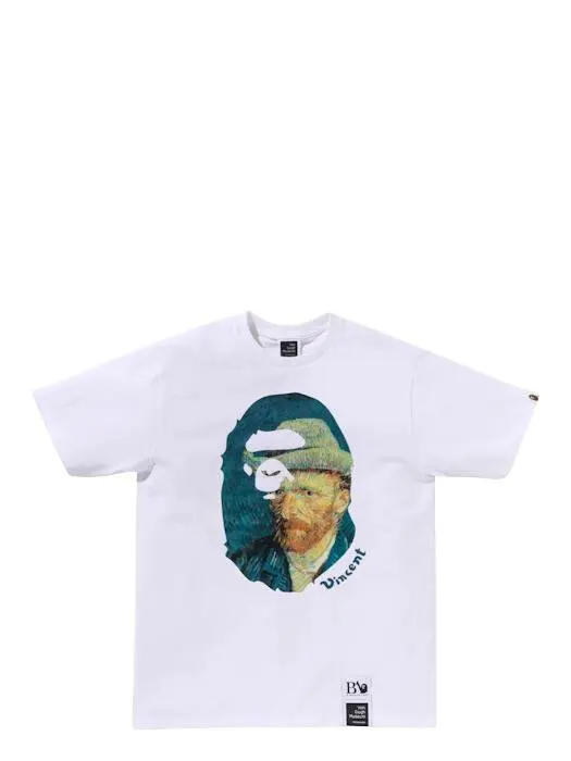 A BATHING APE X Van Gogh Museum Ape Head Canvas Art I Tee Shirt - White