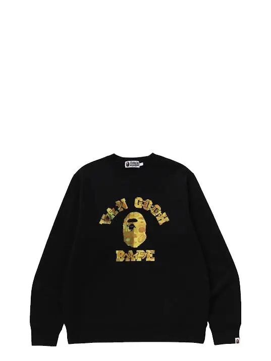 BAPE X Van Gogh Museum College Crewneck Sweatshirt - Black/brown