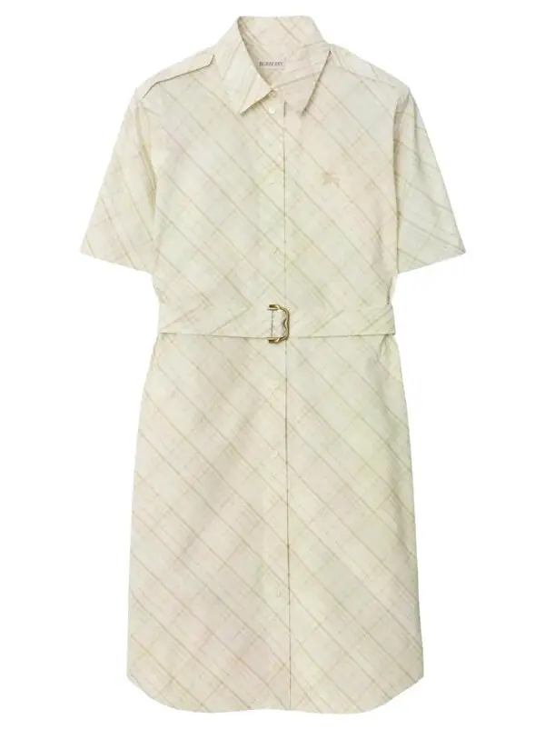 Burberry Check-print Cotton Shirt Dress - White