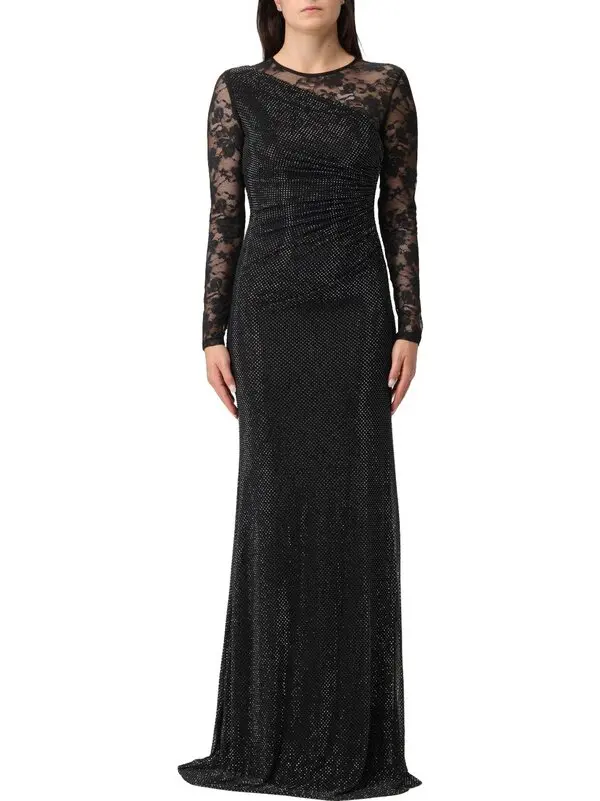 SELF-PORTRAIT Embellished Maxi Dress With Lace Accents - Black
