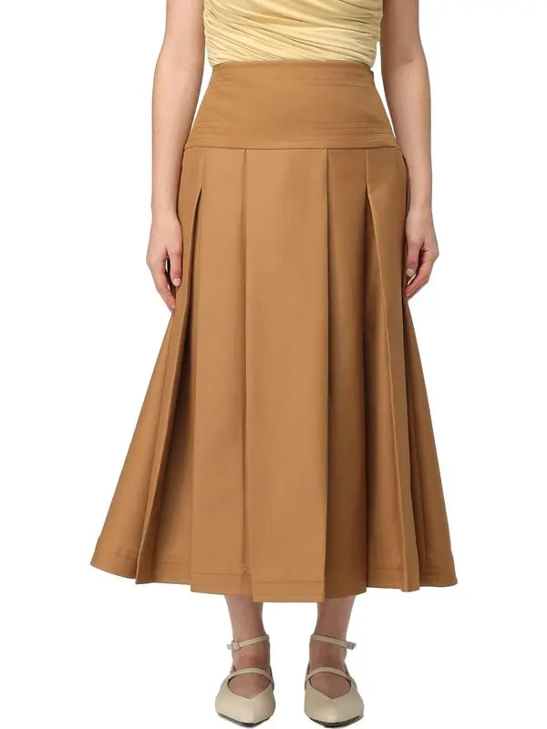 ABADIA Pleated Skirt - Brown