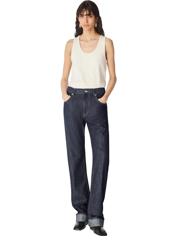 BOTTEGA  VENETA Straight-leg Jeans With Suede Patch - Indigo