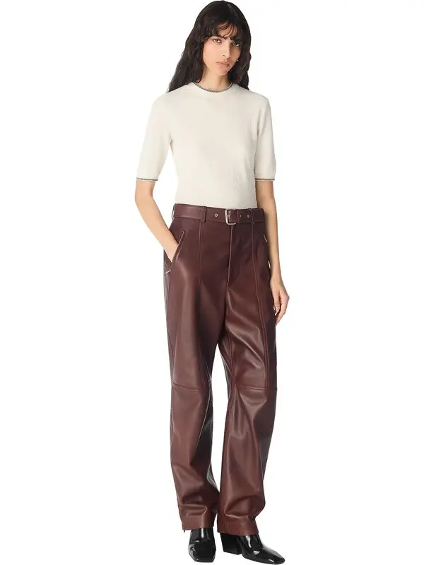 Bottega Veneta Leather Pants - Madder Brown