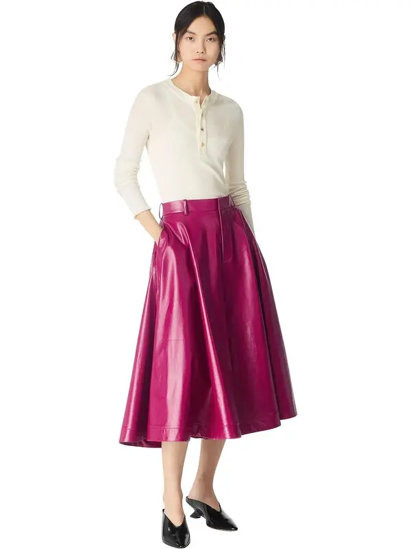 Bottega Veneta Shiny Leather A-line Culotte - Boysendberry