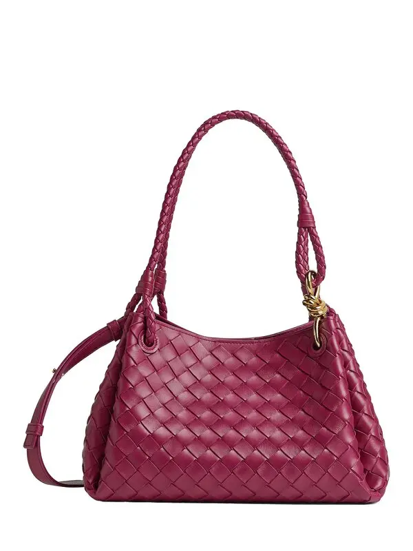 BOTTEGA  VENETA Intrecciato Leather Shoulder Bag - Cinnabar
